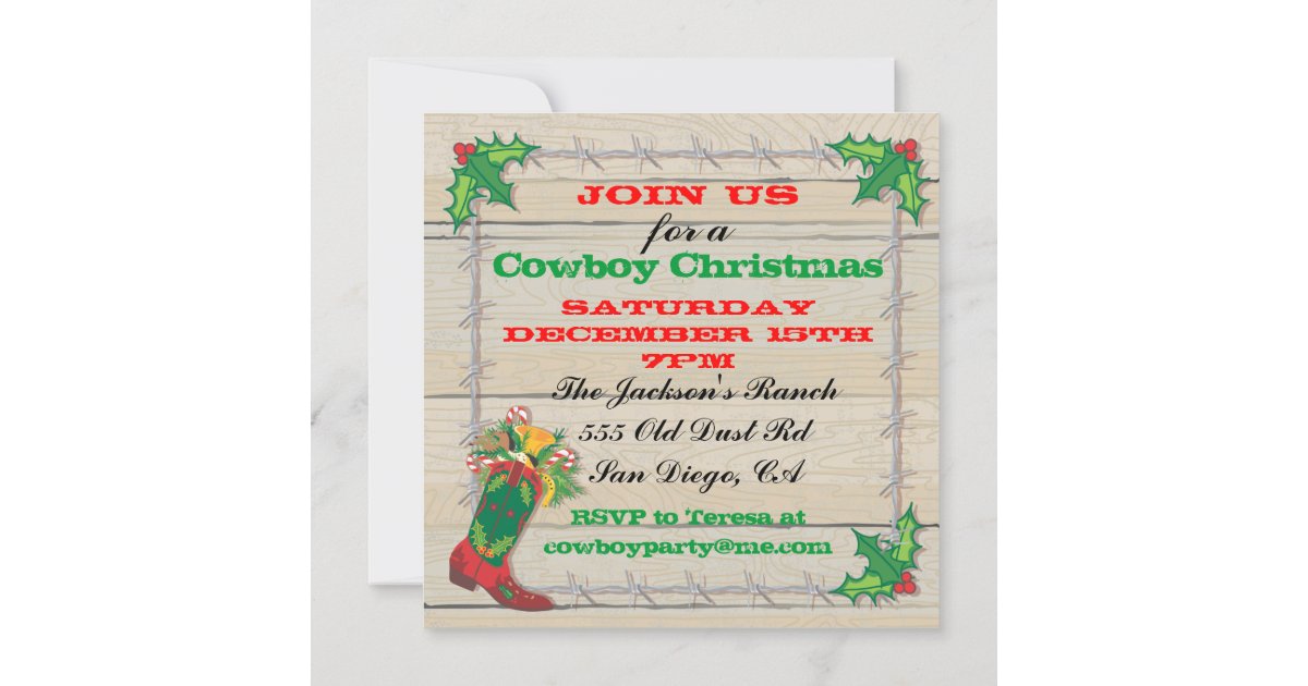 Cowboy Christmas Party Invitations | Zazzle