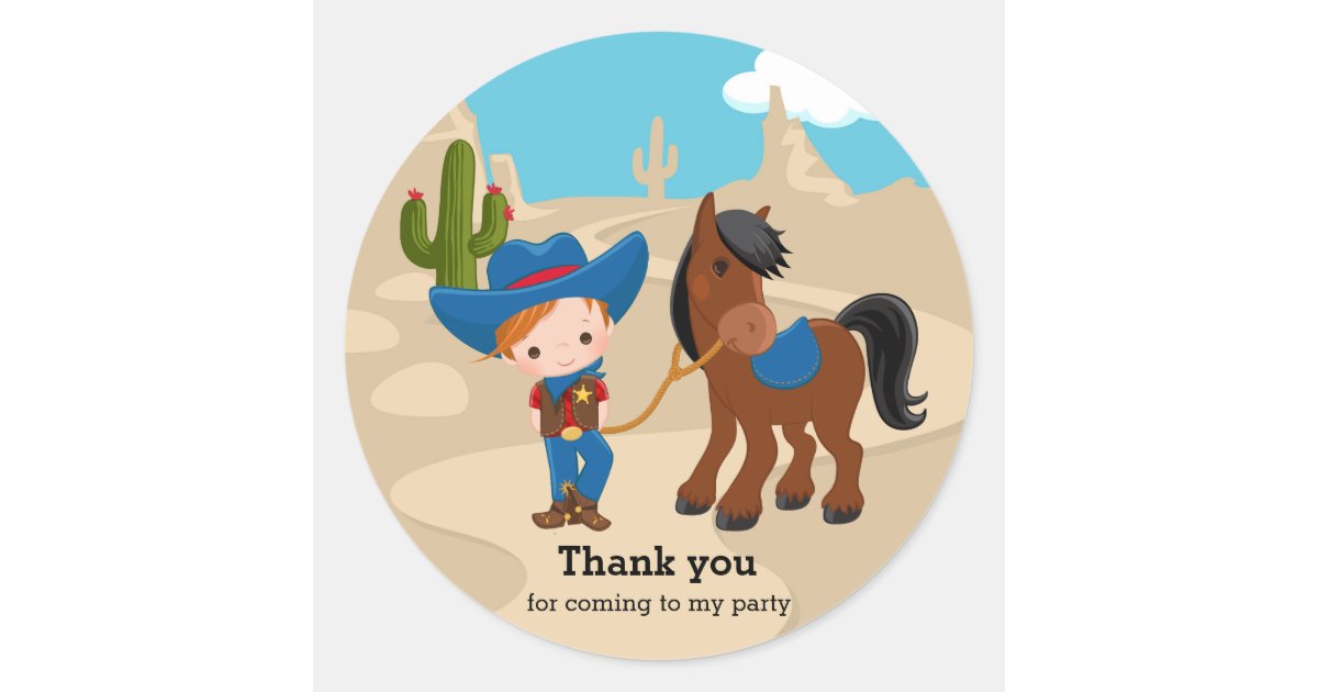 Cowboy Classic Round Sticker | Zazzle