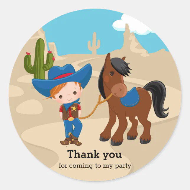 Cowboy Classic Round Sticker | Zazzle