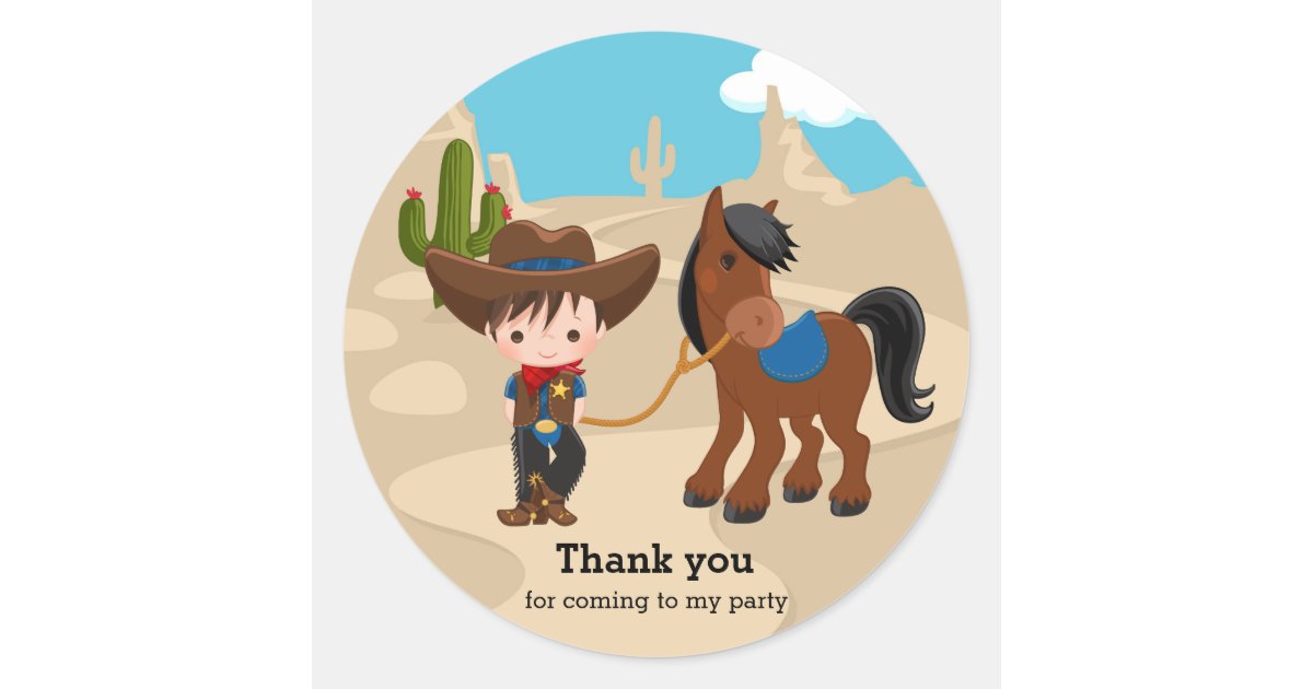 Cowboy Classic Round Sticker | Zazzle