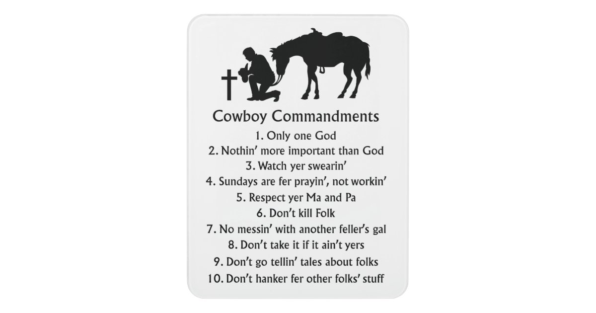 Cowboy Commandments Door Sign | Zazzle