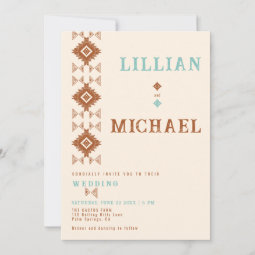 Cowboy Country Western Aztec Desert Wedding Invitation | Zazzle