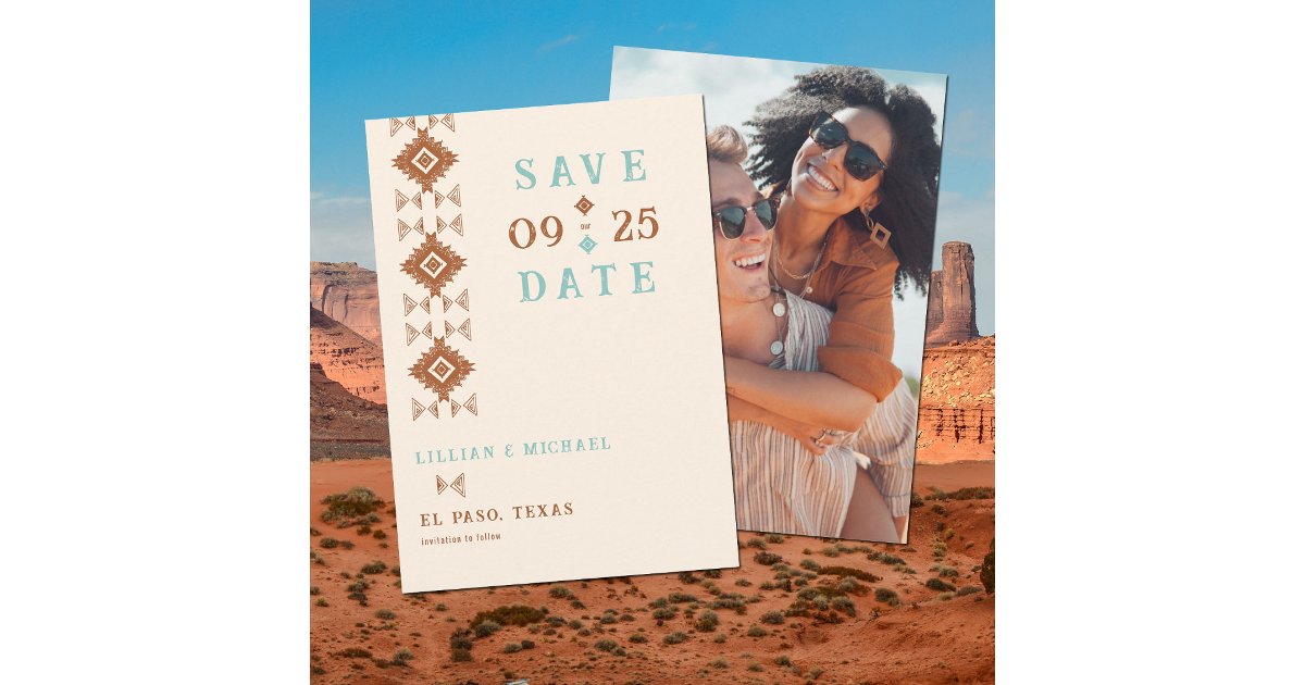 Cowboy Country Western Aztec Wedding Save the Date Invitation | Zazzle