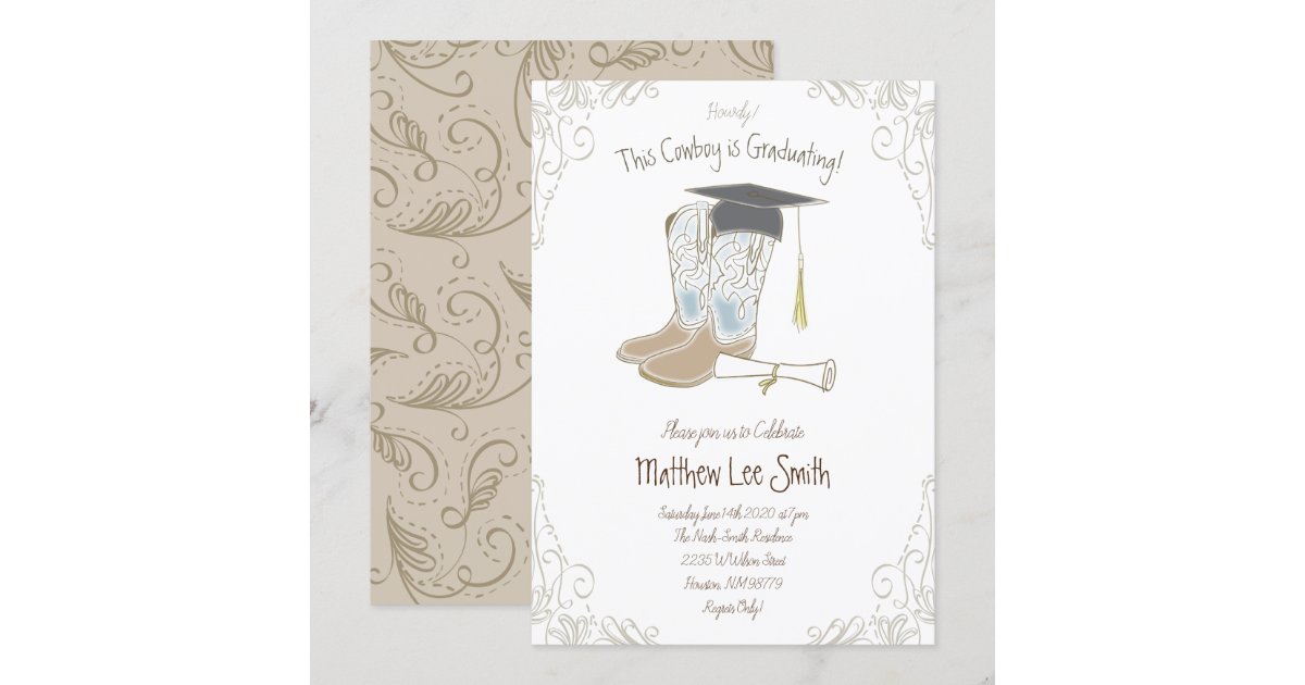 Cowboy Country Western Graduation Party Invitation | Zazzle