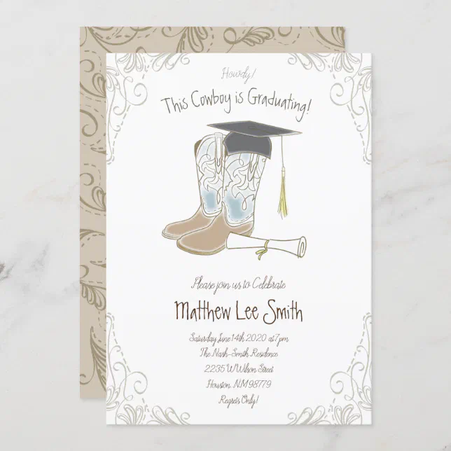 Cowboy Country Western Graduation Party Invitation | Zazzle