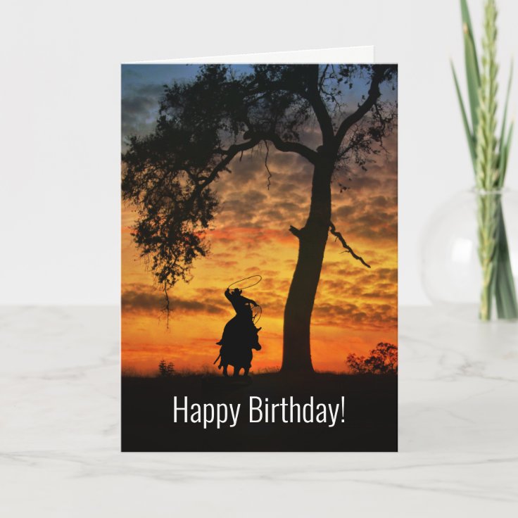 Cowboy Country Western Happy Birthday Happy Trails Card | Zazzle
