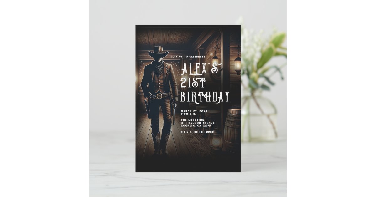 Cowboy Country Western Saloon Birthday Party Invitation | Zazzle