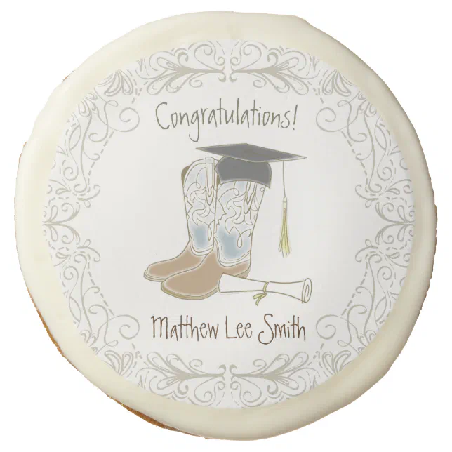 Cowboy Cowgirl Graduation Party Country Western Sugar Cookie | Zazzle