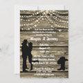 Cowboy Cowgirl Hug Wood String Light Reception Invitation | Zazzle