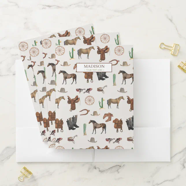 Cowboy Cowgirl Western Rodeo Country Pattern Pocket Folder | Zazzle