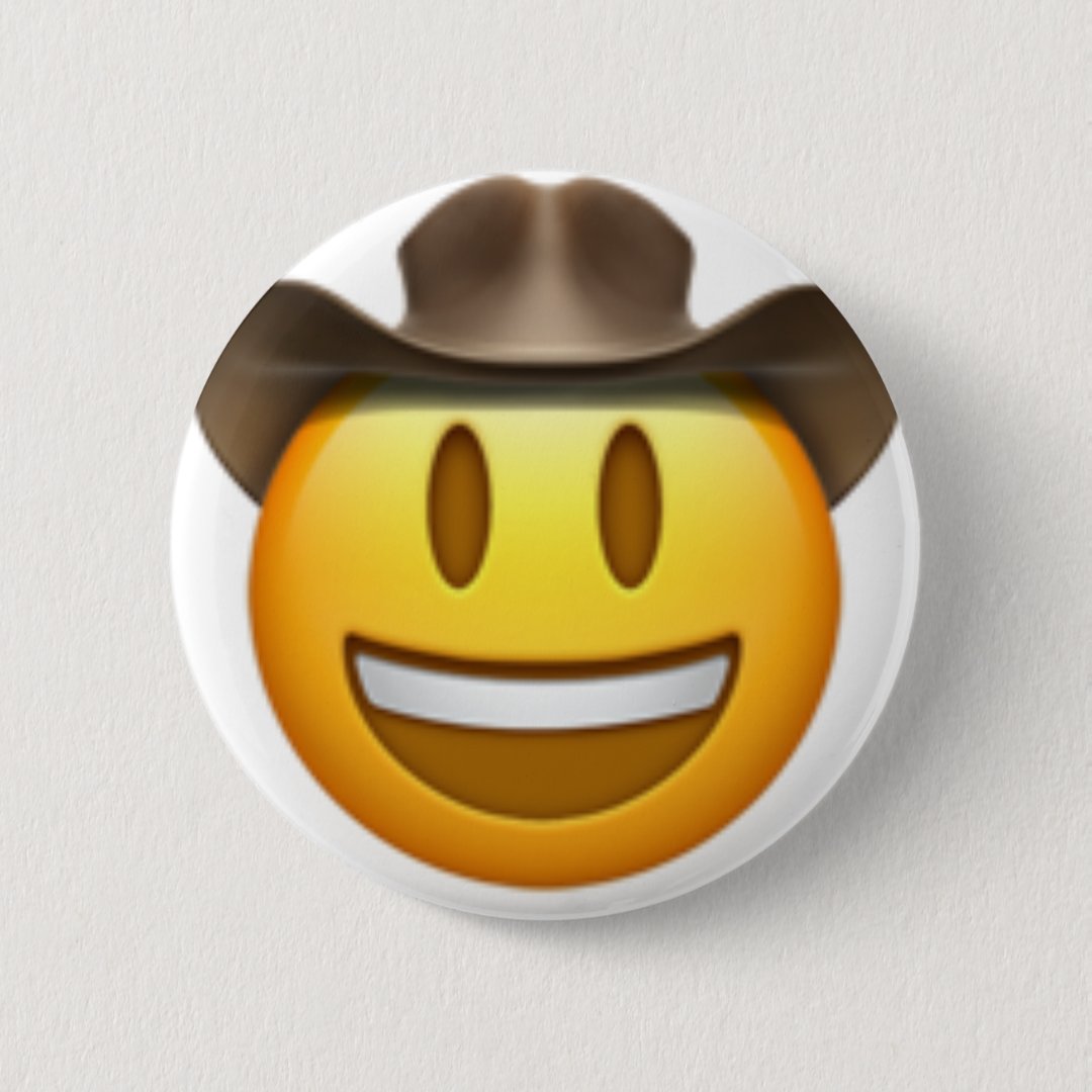 Cowboy emoji face pinback button | Zazzle