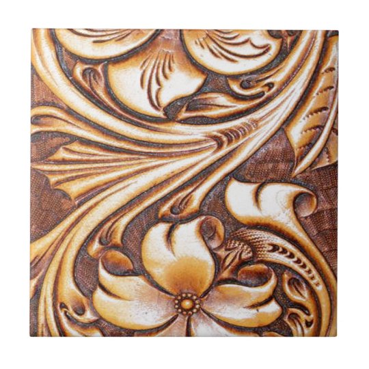 Cowboy Fashion Western Country Tooled Leather Tile | Zazzle.com