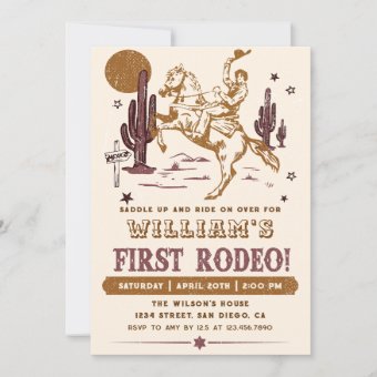 Cowboy First Rodeo Western Birthday Invitation | Zazzle