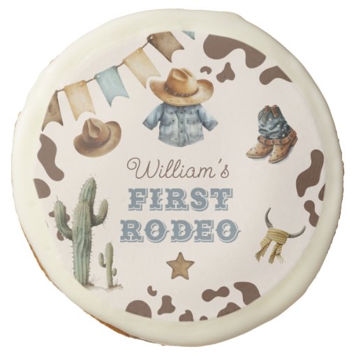 Cowboy First Rodeo Wild west Birthday party Sugar Cookie | Zazzle