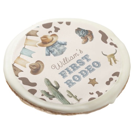 Cowboy First Rodeo Wild west Birthday party Sugar Cookie | Zazzle