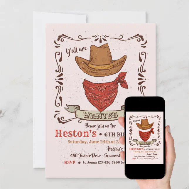 Cowboy Hat and Bandana Invitation | Zazzle