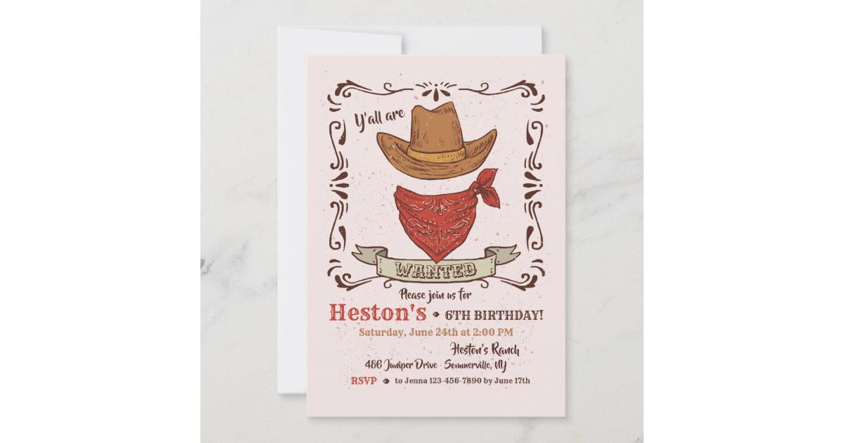 Cowboy Hat and Bandana Invitation | Zazzle