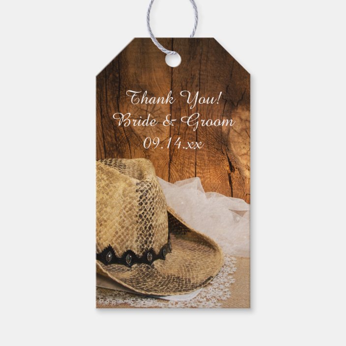Cowboy Hat and Barn Wood Western Wedding Favor Tag | Zazzle.com