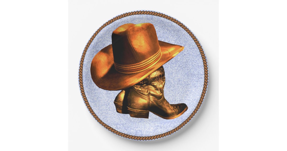 COWBOY HAT AND BOOTS PAPER PLATES | Zazzle