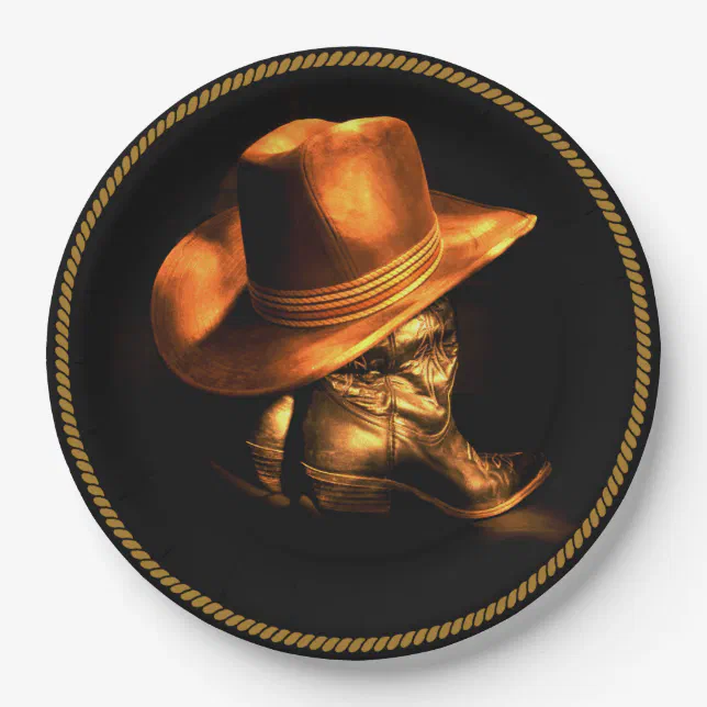 COWBOY HAT & BOOTS PAPER PLATES | Zazzle