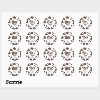 Cowboy Hat ONE First Rodeo 1st Birthday Party Classic Round Sticker ...