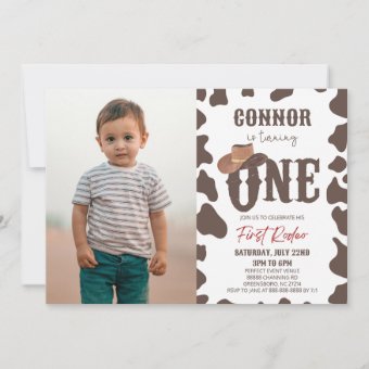 Cowboy Hat ONE First Rodeo 1st Birthday Party Invitation | Zazzle