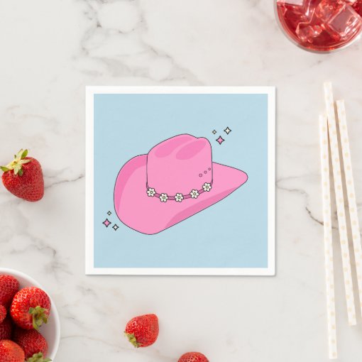 Cowboy Hat Preppy Pink And Blue Napkins | Zazzle
