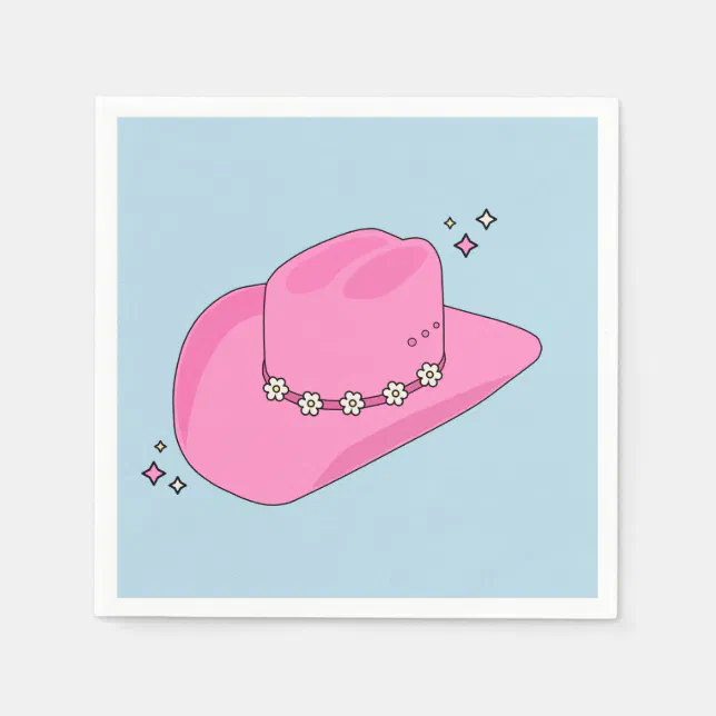 Cowboy Hat Preppy Pink And Blue Napkins | Zazzle