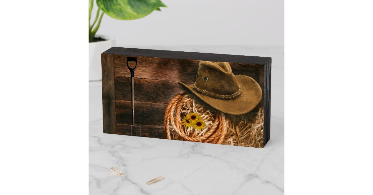 Cowboy Hat Wooden Box Sign | Zazzle
