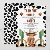 Cowboy Highland Cow My First Rodeo 1st Birthday Invitation | Zazzle