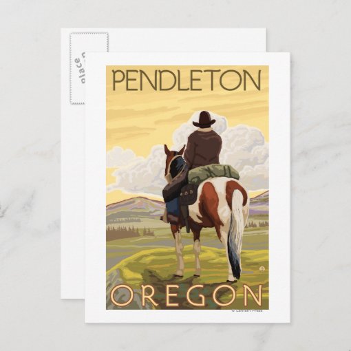 Cowboy & Horse - Pendleton, Oregon Postcard | Zazzle