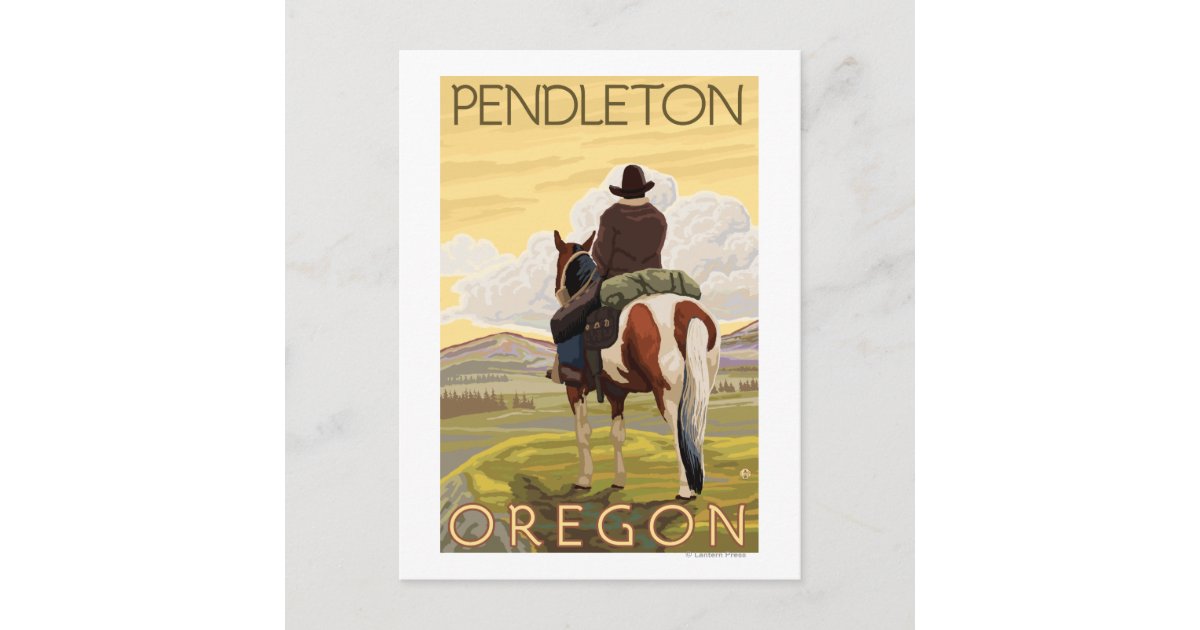 Cowboy & Horse - Pendleton, Oregon Postcard | Zazzle