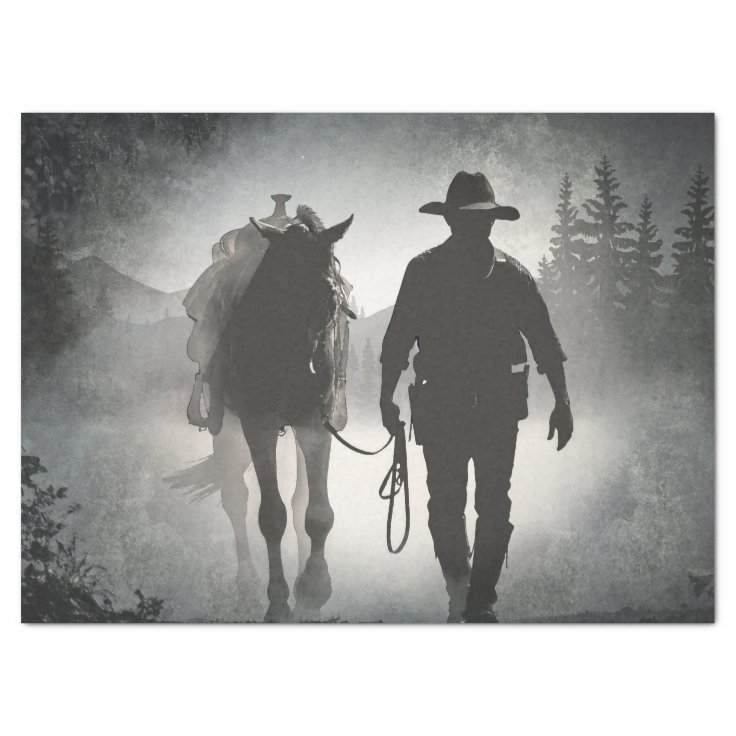 Cowboy Horse Silhouette Tissue Paper | Zazzle