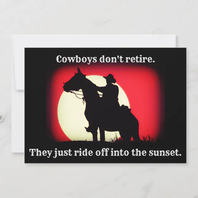 Cowboy, Horse & Sunset Retirement Invitation | Zazzle