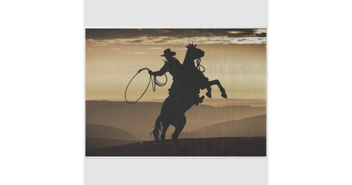 Cowboy Horse Sunset Silhouette Tissue Paper | Zazzle