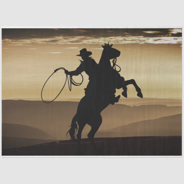 Cowboy Horse Sunset Silhouette Tissue Paper | Zazzle
