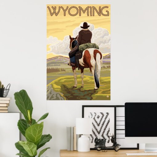 Cowboy & Horse - Wyoming Poster | Zazzle