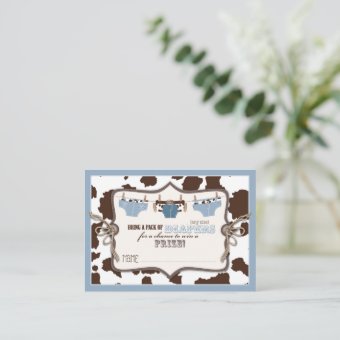 Cowboy Jeans and Chaps Diaper Raffle Ticket Enclosure Card | Zazzle