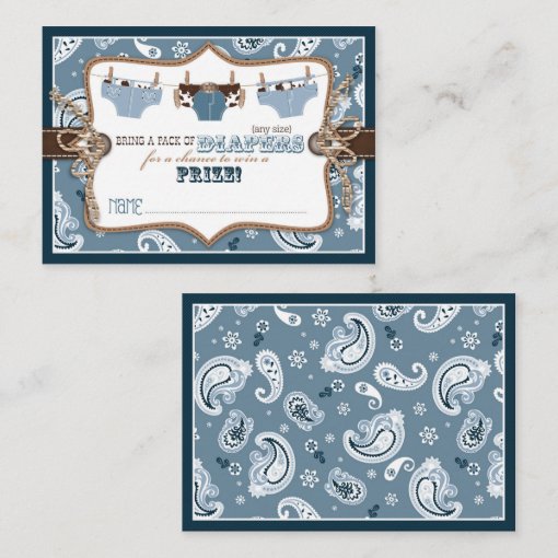 Cowboy Jeans and Chaps Diaper Raffle Ticket Enclosure Card | Zazzle