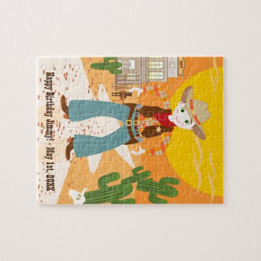 Cowboy kid birthday party jigsaw puzzle | Zazzle