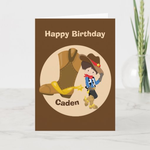 Cowboy Kids Custom Little Boys Happy Birthday Card | Zazzle