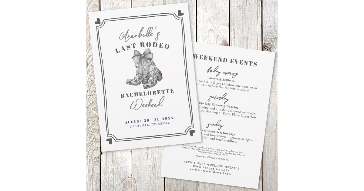 Cowboy Last Rodeo Bachelorette Party Invitation | Zazzle