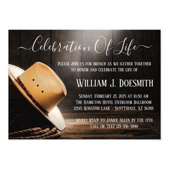 Cowboy Memorial Funeral Service Announcement | Zazzle.com