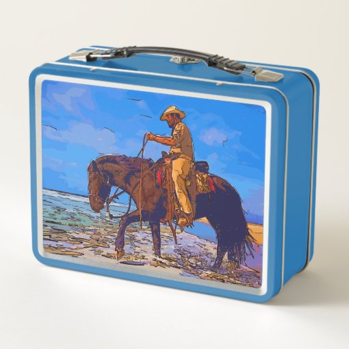 Cowboy Mounted Metal Lunch Box | Zazzle
