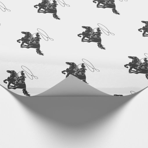 Cowboy on bucking horse running with lasso wrapping paper | Zazzle