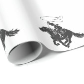 Cowboy on bucking horse running with lasso wrapping paper | Zazzle