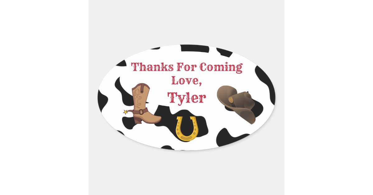 Cowboy Party Thank You Sticker | Zazzle