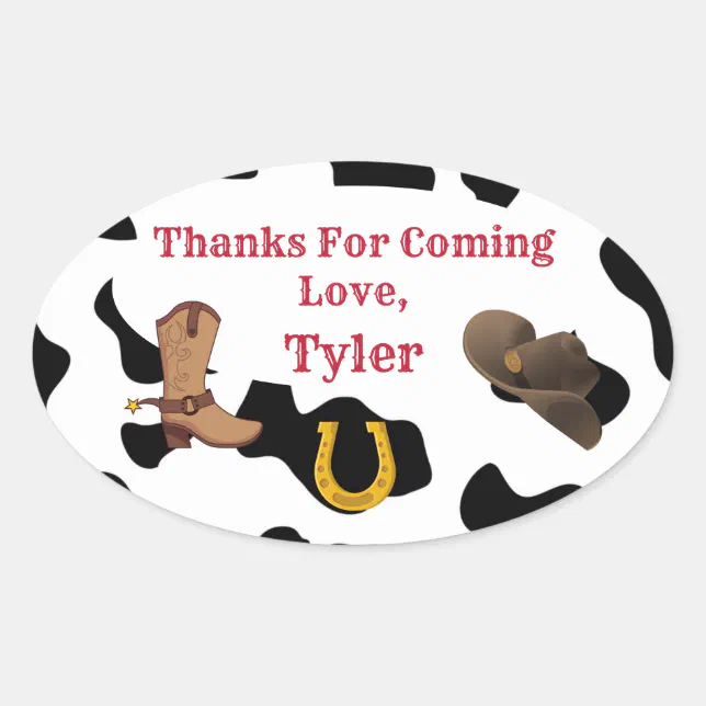 Cowboy Party Thank You Sticker | Zazzle