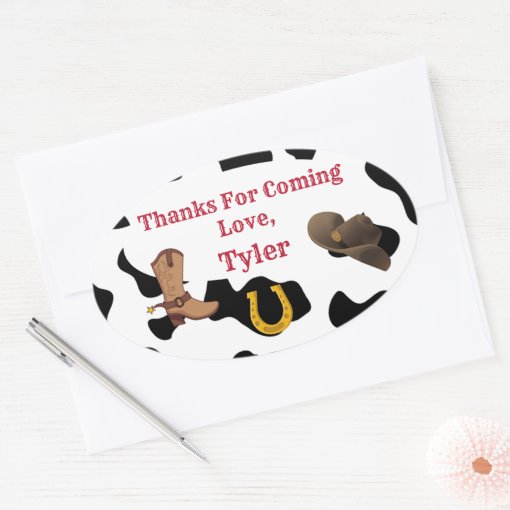 Cowboy Party Thank You Sticker | Zazzle