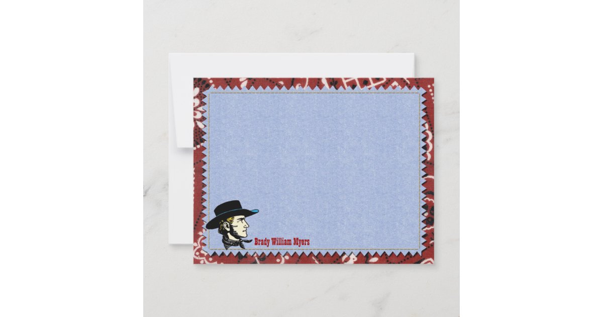 Cowboy Personalized Flat Note Cards | Zazzle